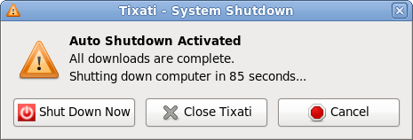 Shutdown Warning - Tixati